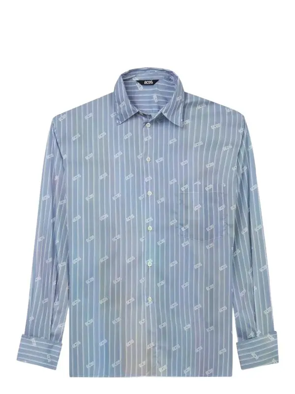 Gcds Pinstripe Logo-pattern Shirt - Blue