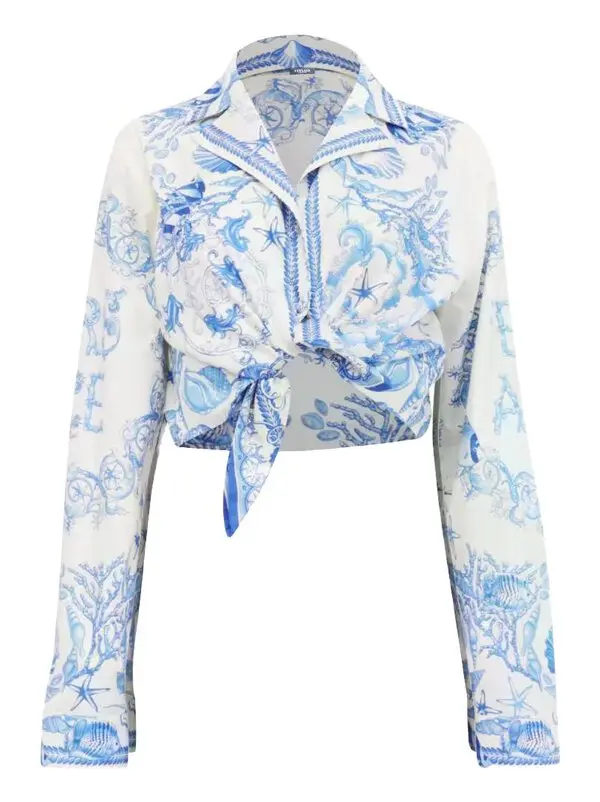 Versace Underwater Barocco Cropped Shirt - Blue