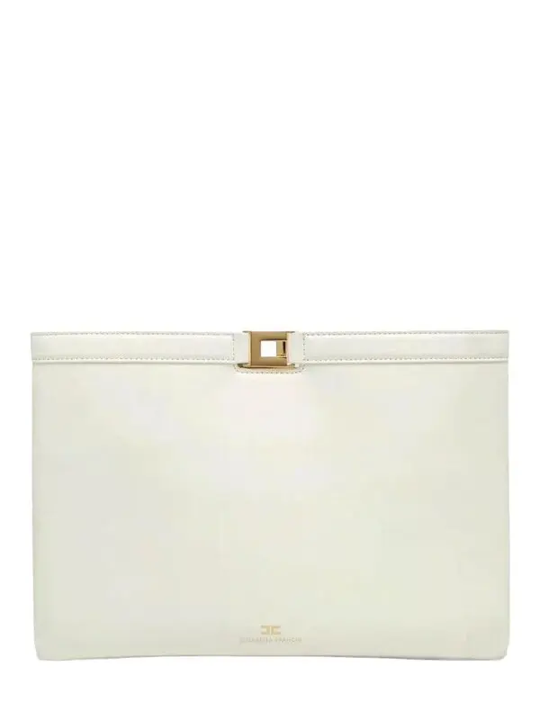 Elisabetta Franchi Rectangle Clutch With Gold-tone Hardware - White