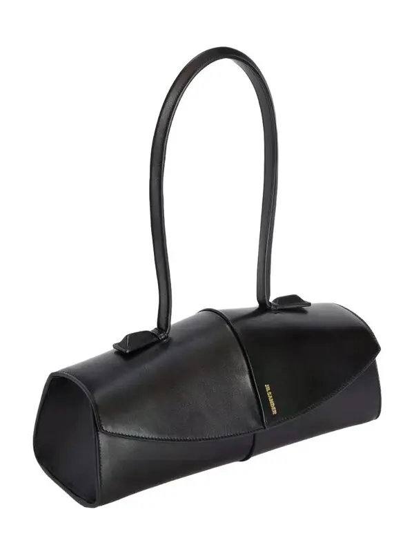JIL SANDER Linea Leather Shoulder Bag - Black