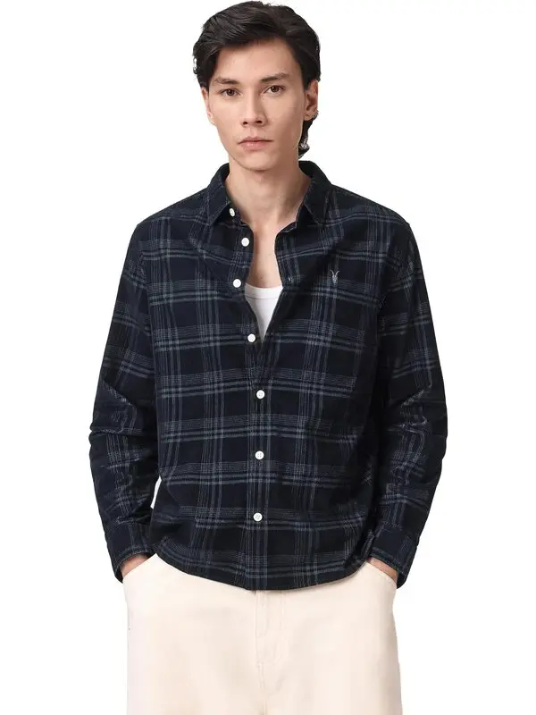 ALLSAINTS Rockley Ramskull Checked Shirt - Surge Black