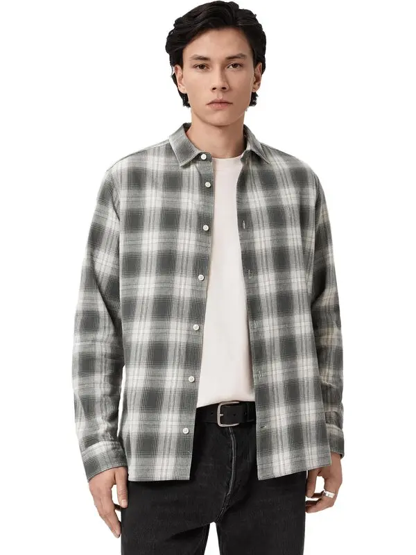 ALLSAINTS Kelby Ramskull Check Shirt - Grey