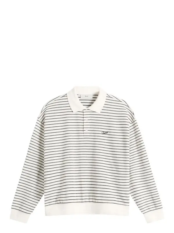 DUNST Striped Collared T-shirt - Ivory Stripe
