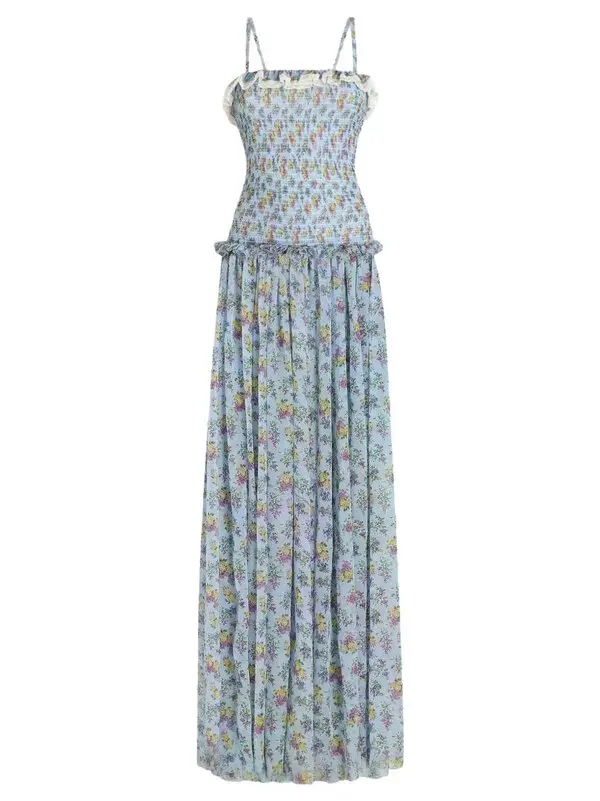 Dolce & Gabbana Floral Ruffled Dress - Blue