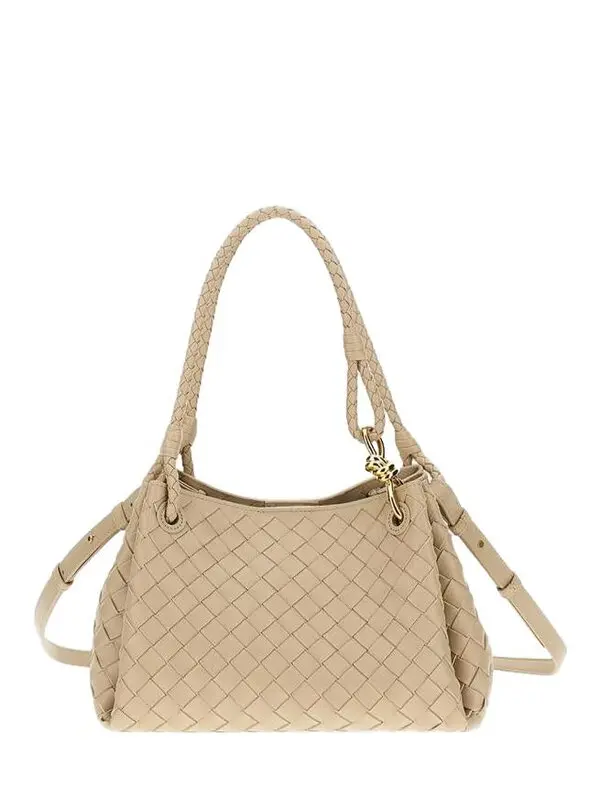 Bottega Veneta Intrecciato Leather Shoulder Bag - Beige