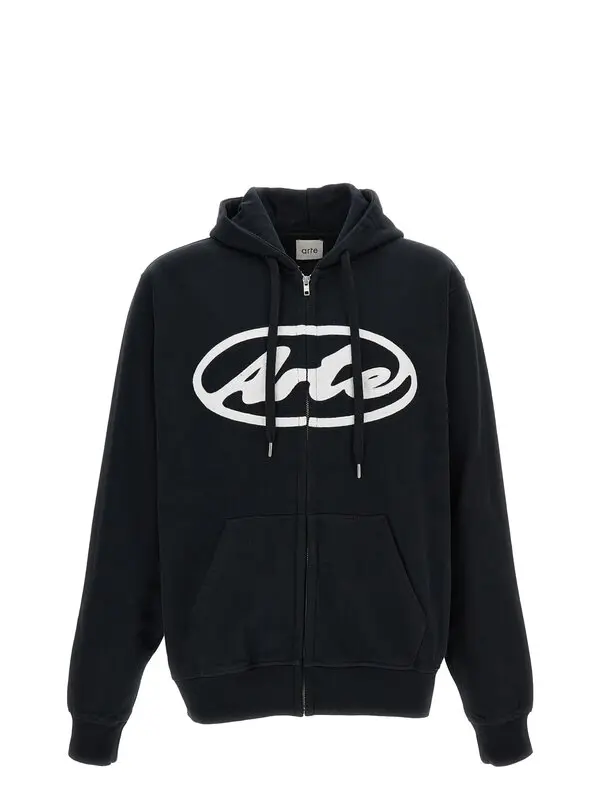 ARTE ANTWERP Hooded Zip-up Sweatshirt With Logo - Black