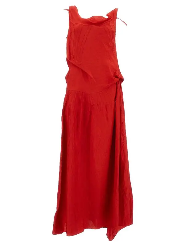 Plan C Long Sleeveless Dress - Red