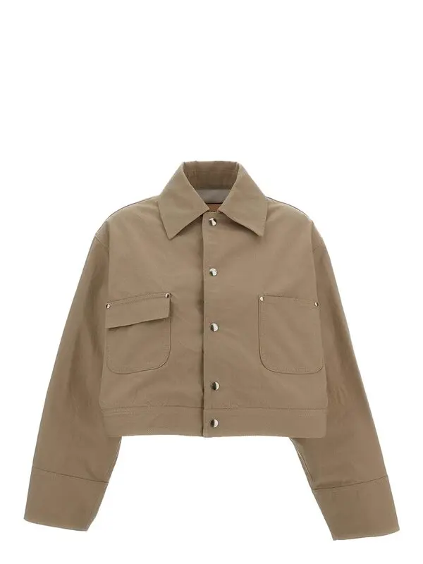 Plan C Jacket In Cotton Blend - Beige