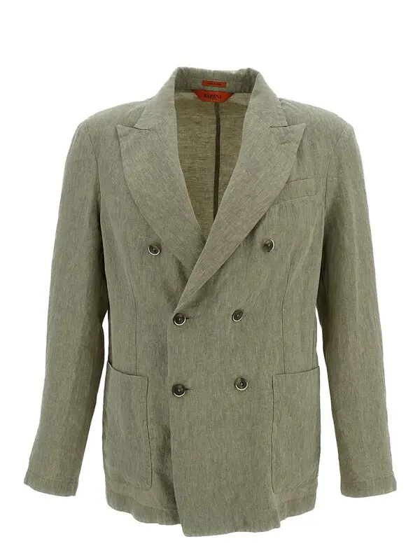Barena Venezia Siroco Linen Double-breasted Jacket - Beige