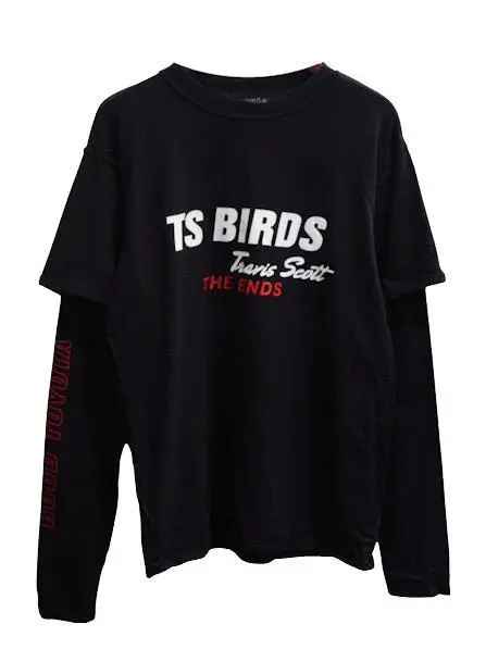 TRAVIS SCOTT Ts Birds The Ends Long Sleeve Tee Shirt - Black