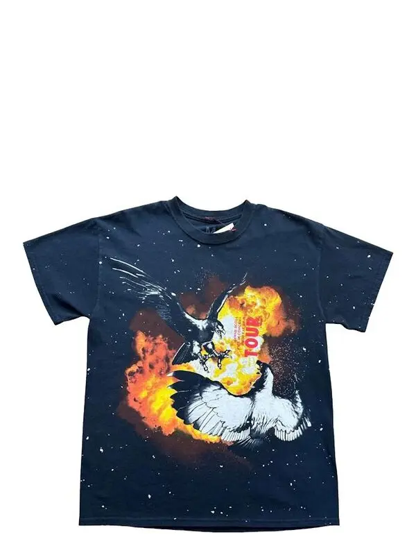 TRAVIS SCOTT Birds Eye View Flame Tour Tee Shirt - Black