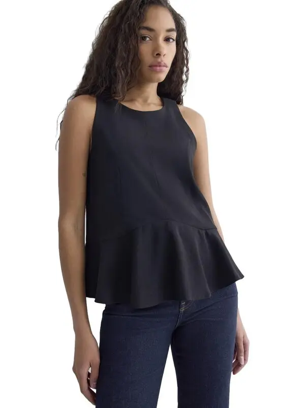 Everlane Sleeveless Peplum Top - Black