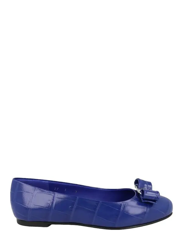 FERRAGAMO Varina Croc Ballet Flats - Bluette