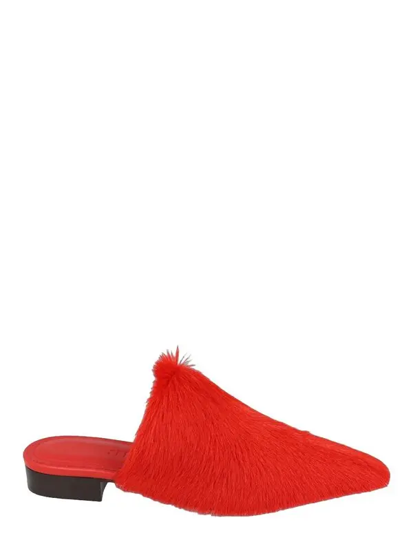 FERRAGAMO Selestina Fur Mules - Flame Red