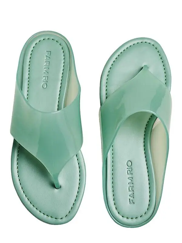 Farm Rio Jelly Thong Sandals - Dusty Green