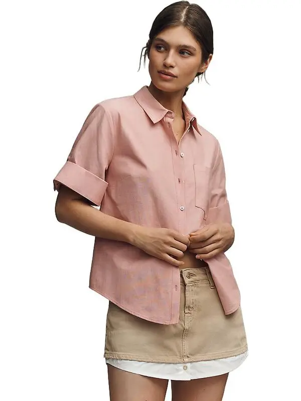 Maeve Rolled-sleeve Oxford Shirt - Faded Rose