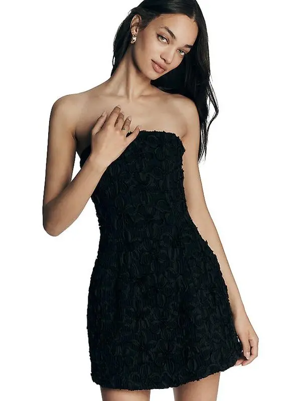 Bardot Karole Strapless Textured Mini Dress - Black