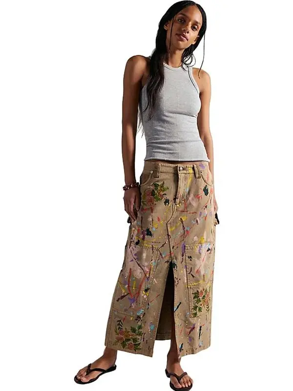 Free People We The Free Sunday Painter Maxi Skirt - Moonlight Combo