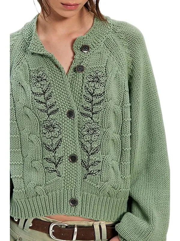 Free People We The Free On The Edge Cardigan - Oiled Green Combo
