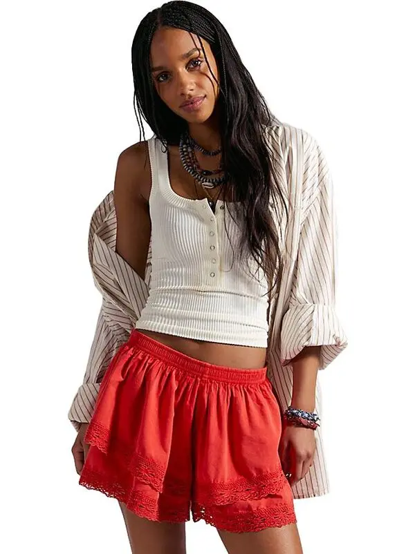 Free People Full Harmony Tiered Mini Shorts - Scarlette