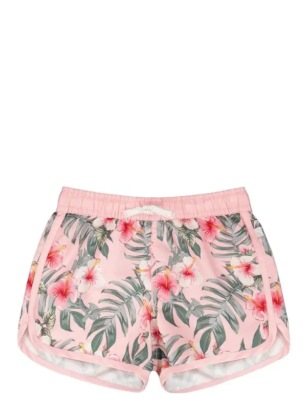 DEUX PAR DEUX Hibiscus Print Swim Shorts - Pink Hibiscus Print