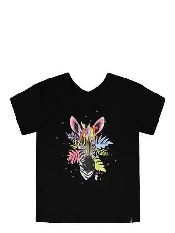 DEUX PAR DEUX Organic Cotton Zebra T-shirt - Black