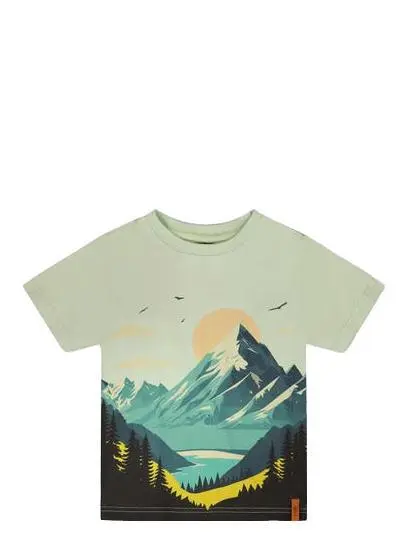 DEUX PAR DEUX Organic Cotton Jersey Mountain T-shirt - Sage