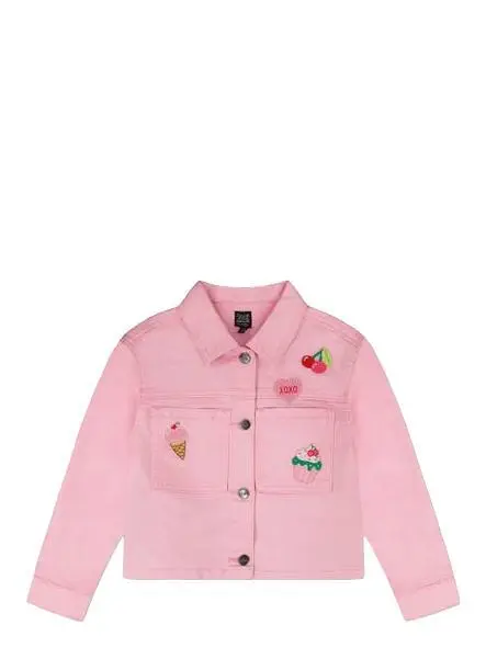 DEUX PAR DEUX Embroidered Patches Denim Jacket - Pink