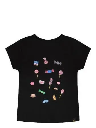 DEUX PAR DEUX Organic Cotton Jersey Candy Short Sleeve T-shirt - Black