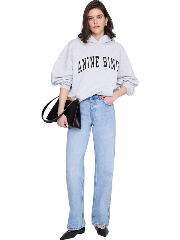 ANINE BING Cotton Fleece Harvey Sweatshirt - Medium Heather Grey