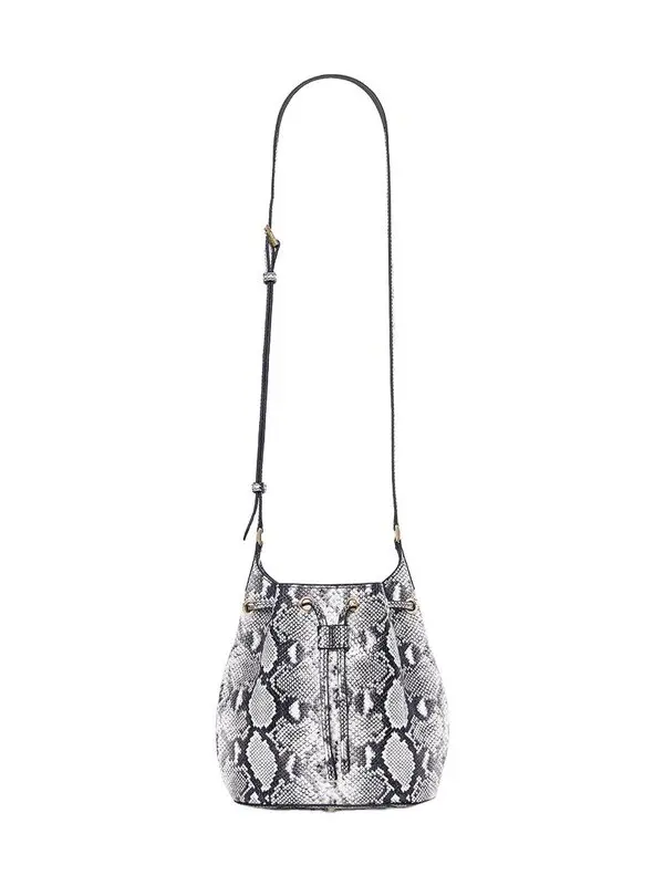 ANINE BING Mini Alana Bucket Bag - Black/white Python