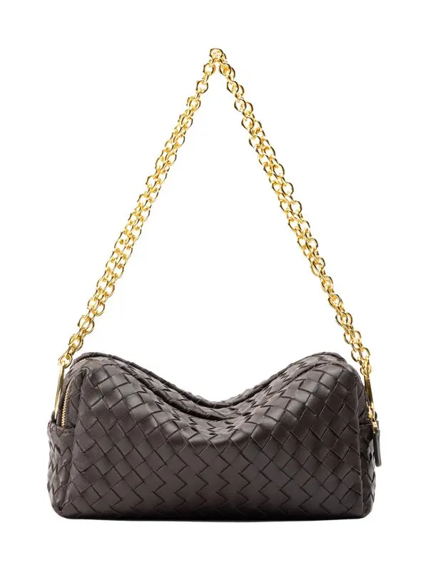 ELLEME Trousse Chain Woven Leather - Dark Brown