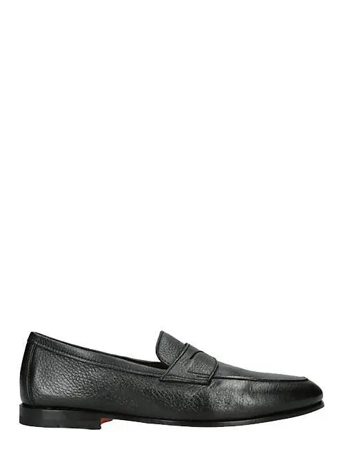 Santoni Carlos Leather Loafers - Black