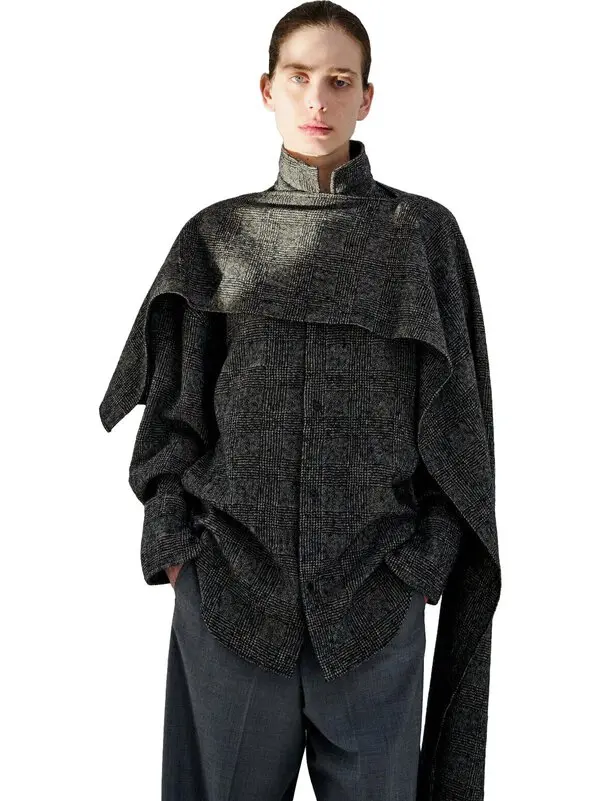 DARKPARK Georgia Wool Shirt With Detachable Scarf - Black