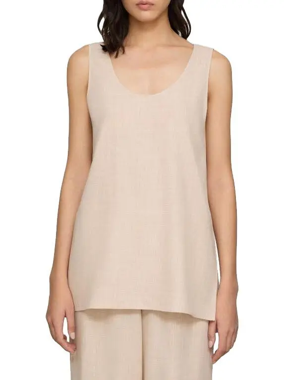 Lafayette 148 New York Wool And Silk Relaxed Tank - Taupe Melange