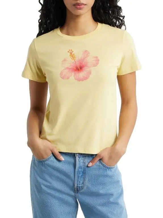 Junk Food Hibiscus Graphic Cotton T-shirt - Dusty Citron