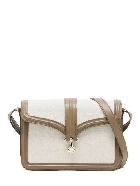 Giorgio Armani Crossbody Bag In Canvas And Smooth Leather - Beige