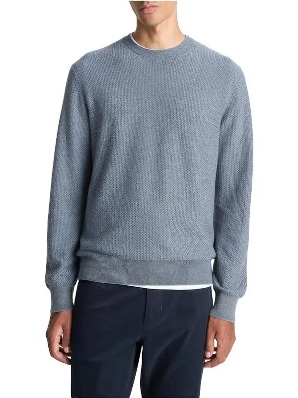 Vince Geo-jacquard Wool-blend Crew Neck Sweater - Blue