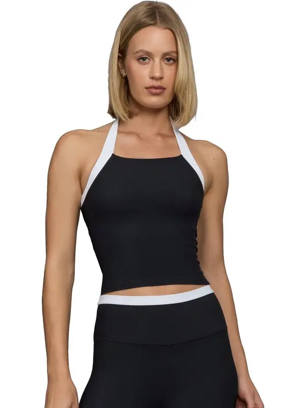 Carbon38 Colorblock Halter Tank - Black/white