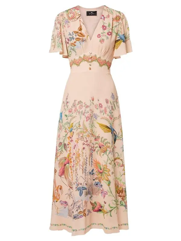Etro Printed Midi Dress - Pink