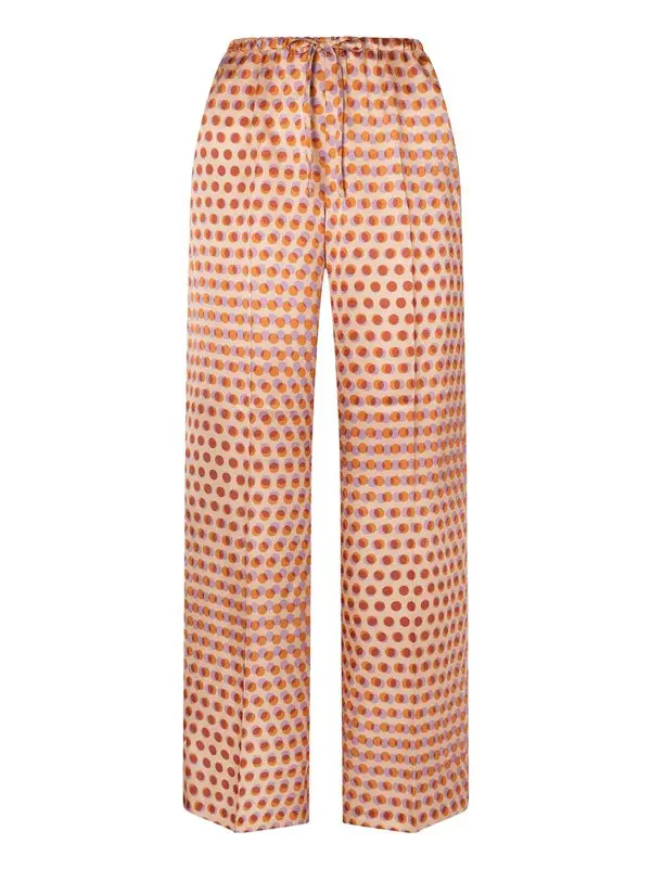 Dries Van Noten Printed Silk-satin Wide-leg Pants - Cream