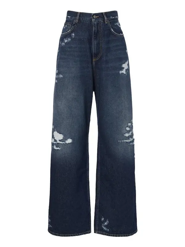 Dolce & Gabbana Distressed Wide-leg Jeans - Blue