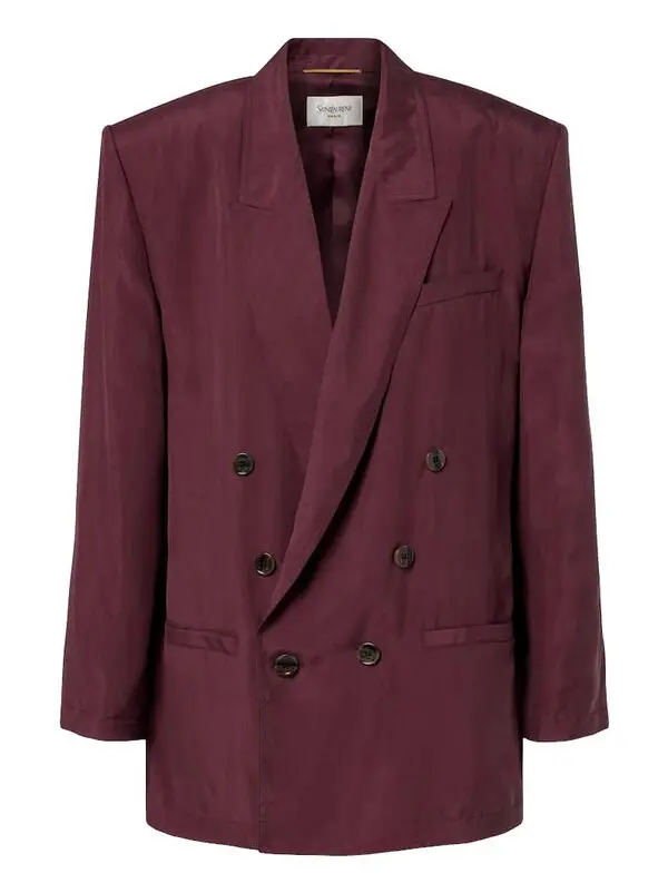 Saint Laurent Double-breasted Silk Blazer - Purple