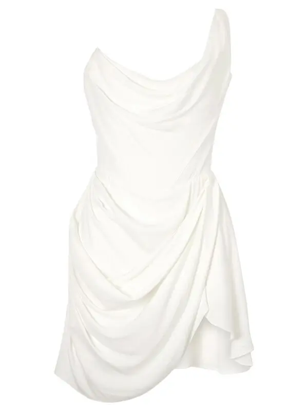 VIVIENNE WESTWOOD Doll One-shoulder Draped Silk-crepe Mini Dress - White
