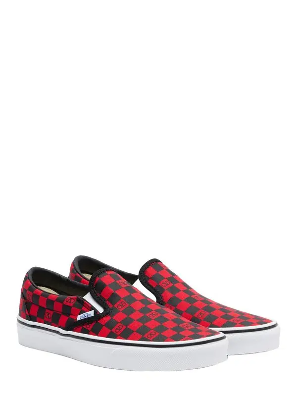 Valentino Garavani Vans Vlogo Checked Canvas Slip-on Sneakers - Red