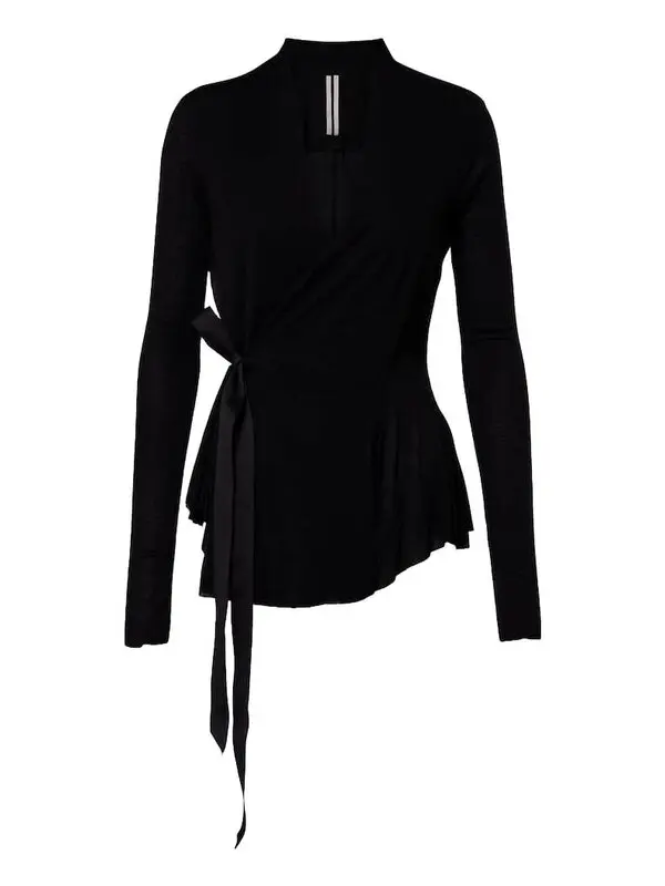 Rick Owens Bow-detail Wrap Cardigan - Black