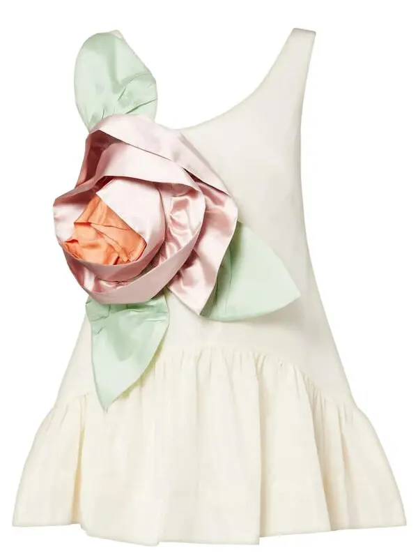 Simone Rocha Rosette Floral-appliqué Taffeta Top - White