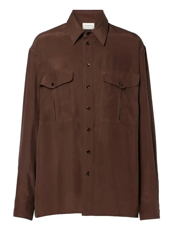 Saint Laurent Silk Button-down Shirt - Brown