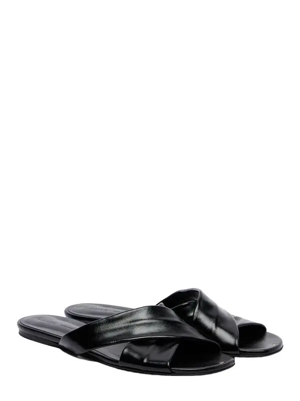 Khaite Liria Leather Slides - Black