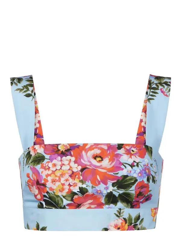 Dolce & Gabbana Floral Cotton Crop Top - Blue